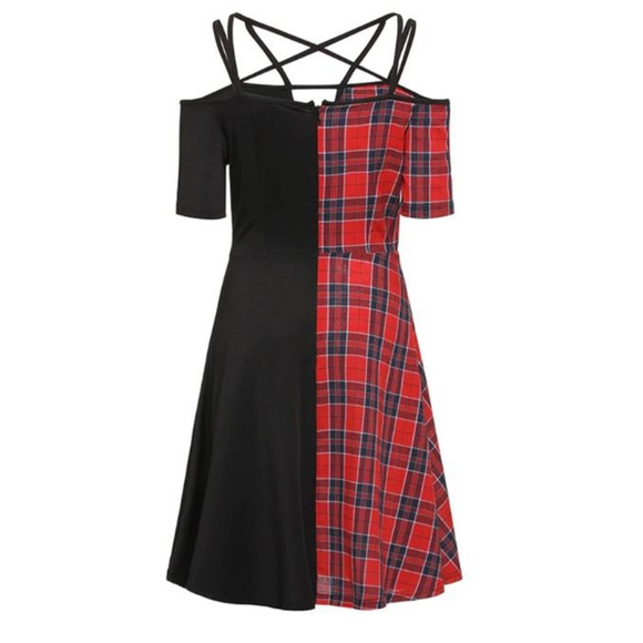 Dresses | Plaid And Plain Pentagram Split Personality Dress | Poshmark